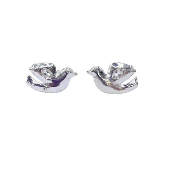 AMY DELSON JEWELRY Silver / White Dova White Topaz Sterling Silver Dove Stud Earrings - Silver/white