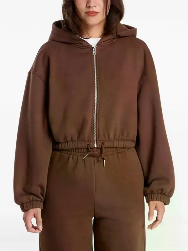 URBAN CLASSICS Cropped Zip-up Hoodie - Brown