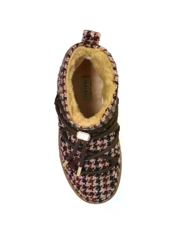 Inuikii Plaid Low Ankle Boots - Brown