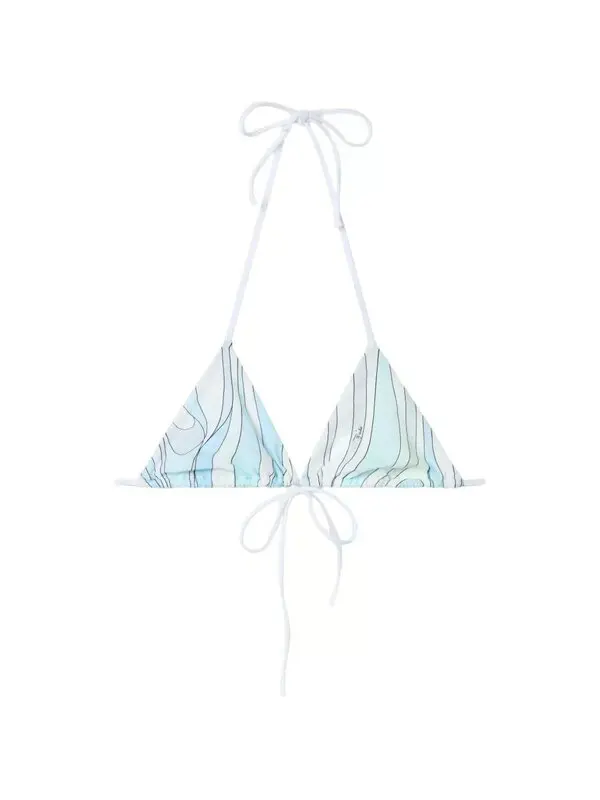 Emilio Pucci Marmo-print Bikini Top - White
