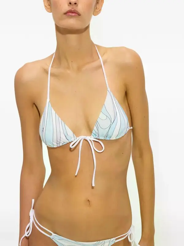 Emilio Pucci Marmo-print Bikini Top - White