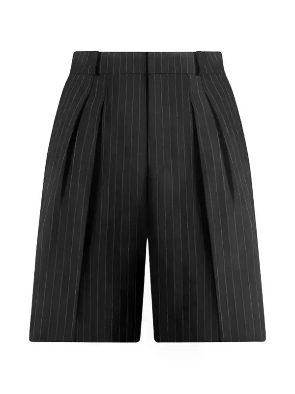 Manière De Voir Lorette In Pinstripe Twin Pleat Tailored Shorts - Black