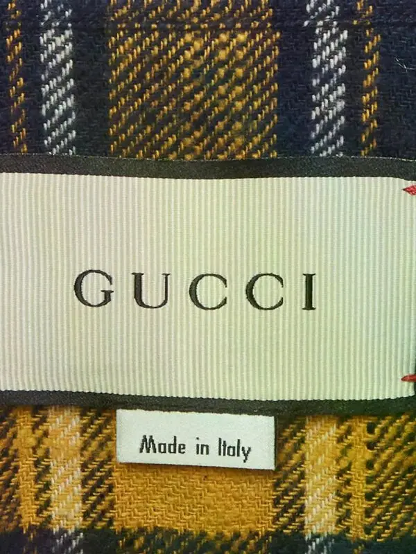 Gucci Wolf-embroidery Plaid Shirt - Blue
