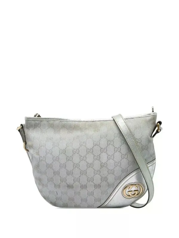Gucci 2016-2026 Medium Gg Canvas New Britt Half Moon Crossbody Bag - Silver
