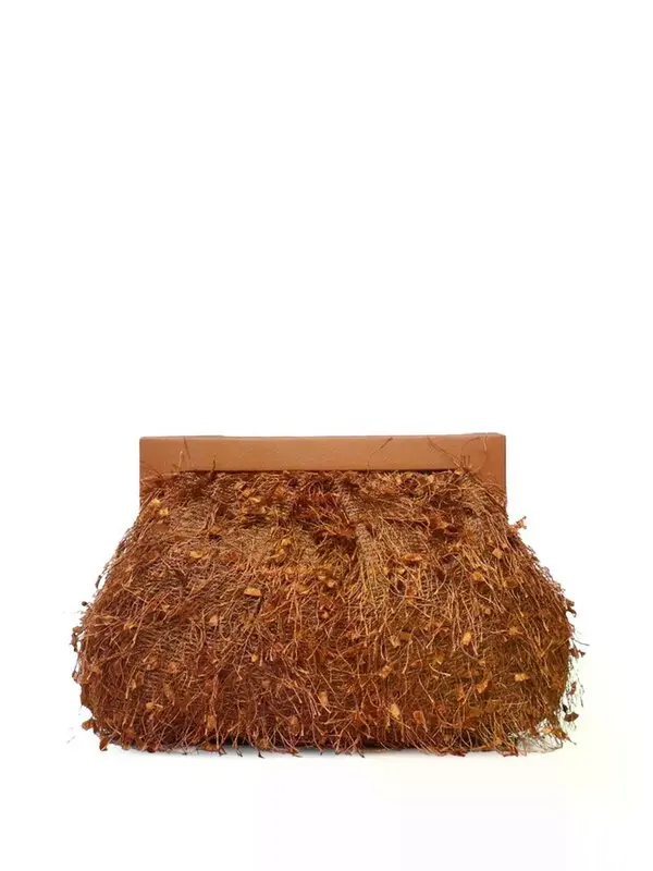 V°73 Feather-effect Clutch Bag - Brown