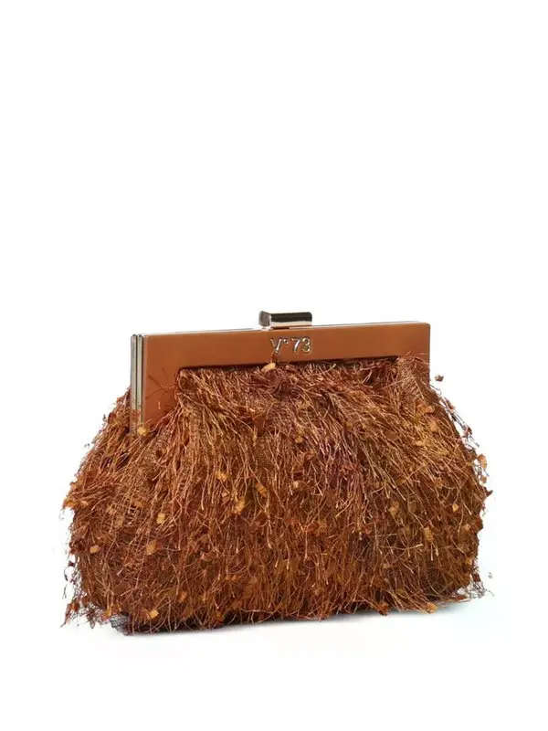 V°73 Feather-effect Clutch Bag - Brown