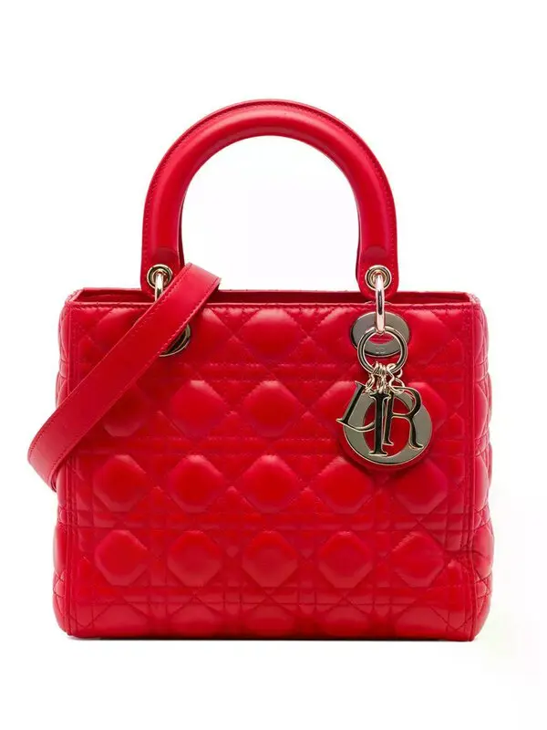 Dior 2018 Medium Lambskin Cannage Lady Satchel