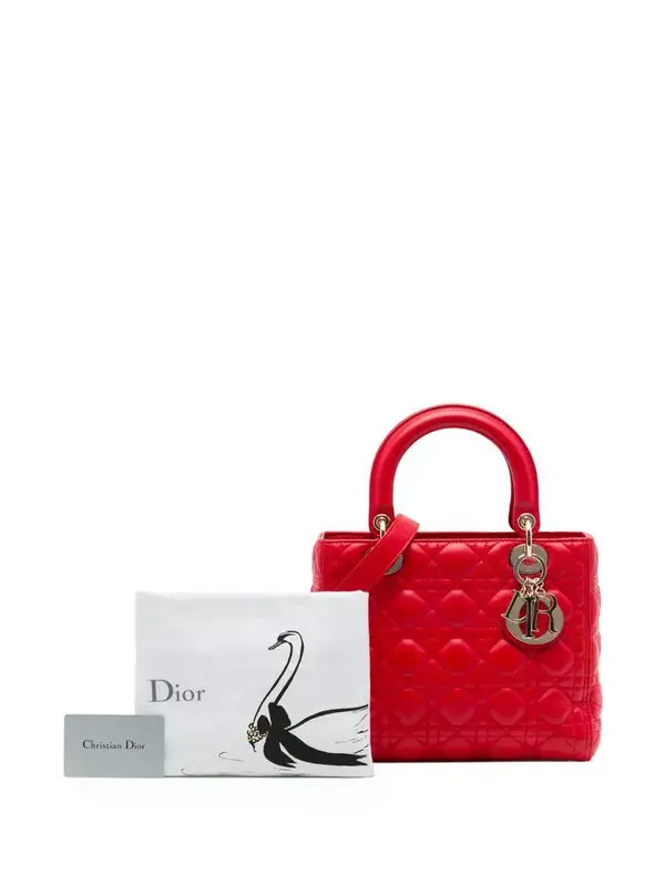 Dior 2018 Medium Lambskin Cannage Lady Satchel