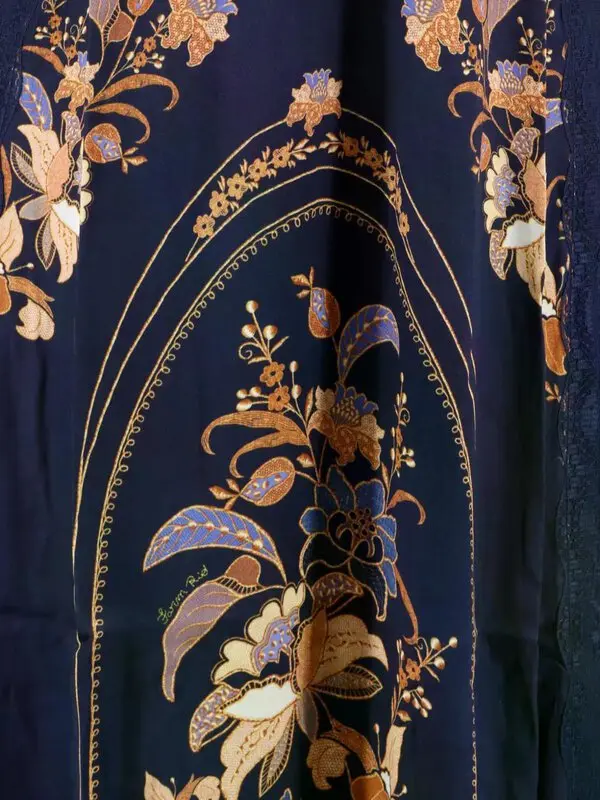 Farm Rio Floral-print Lace-trim Maxi Dress - Blue