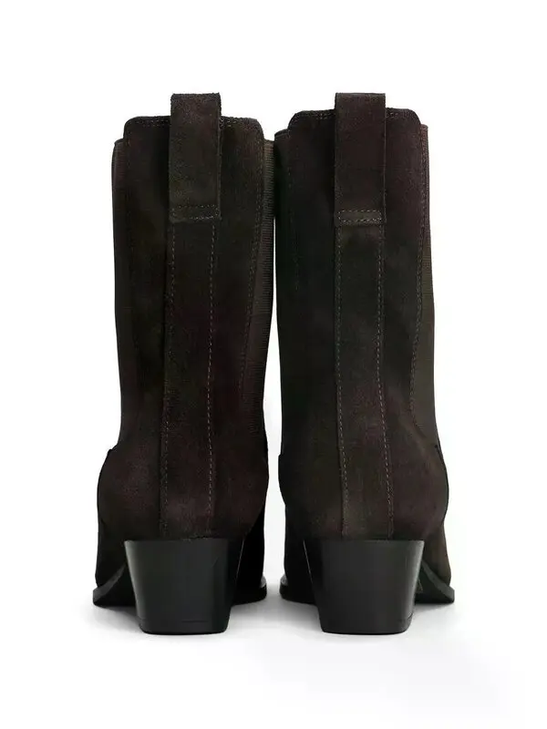 BIBI LOU Suede Square-toe Ankle Boots - Brown