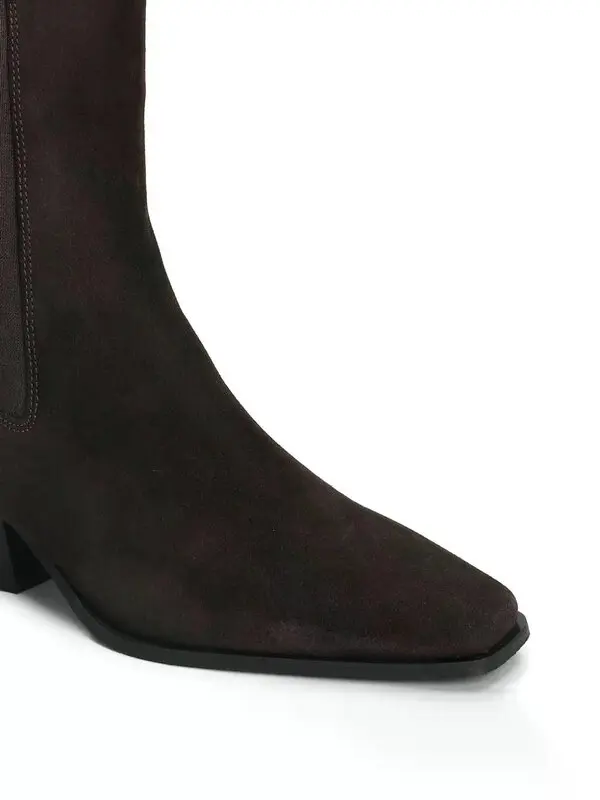 BIBI LOU Suede Square-toe Ankle Boots - Brown