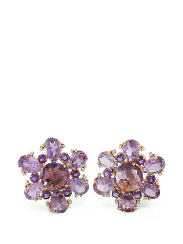 LB EXCLUSIVE Amethyst And Diamond Flower Earrings - Gold