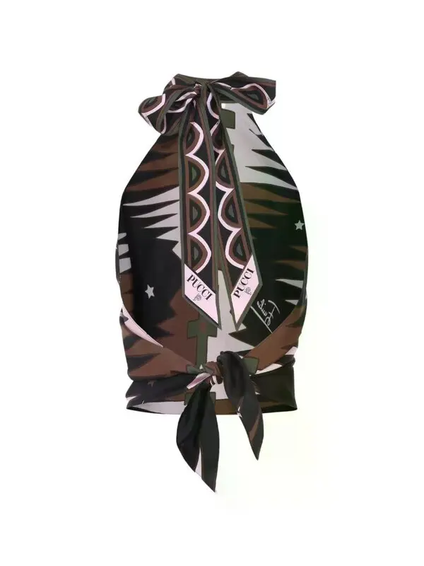 Emilio Pucci Printed Silk Halterneck Top - Green