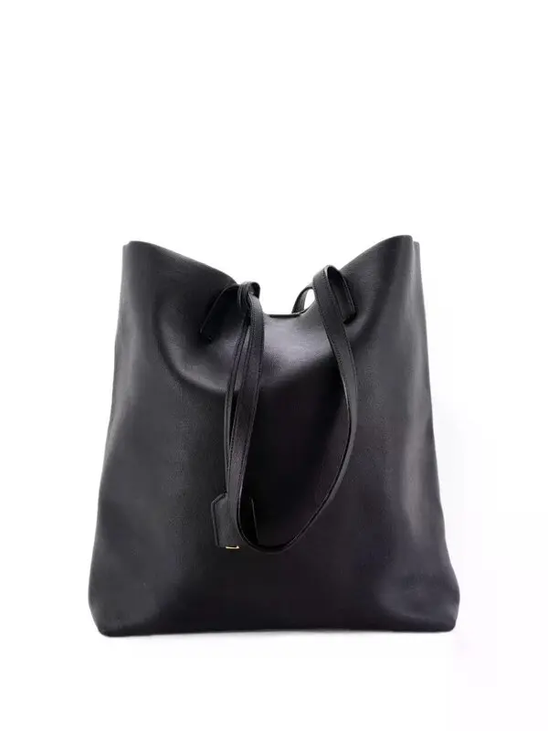 Saint Laurent Shopper Tote Leather Tall Shoulder Bag - Black