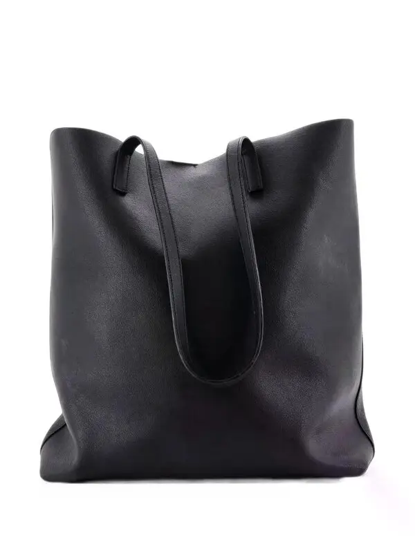 Saint Laurent Shopper Tote Leather Tall Shoulder Bag - Black