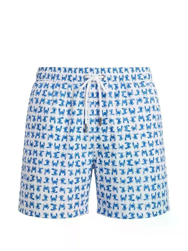 Fedeli Crab-print Swim Shorts - White
