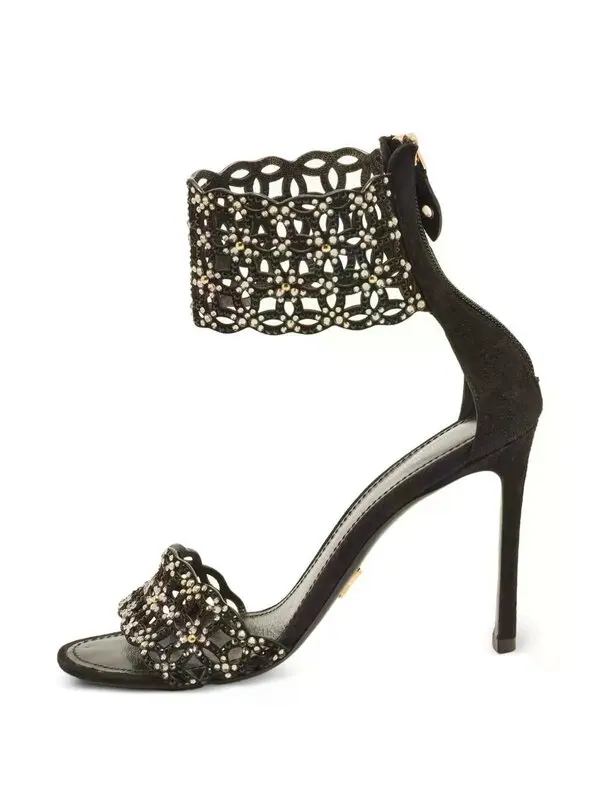 LOUIS VUITTON Crystal-embellished Laser-cut Sandals - Black