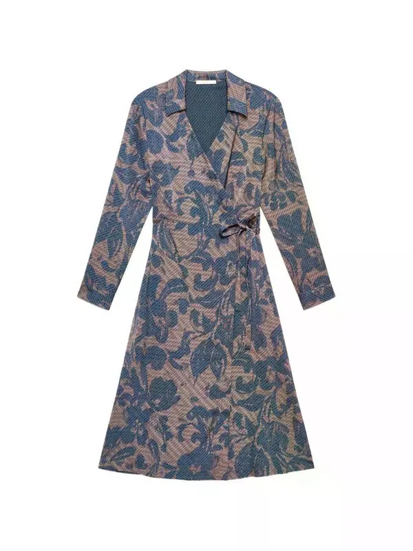 Malìparmi Foliage-print Wrap Midi Dress - Blue