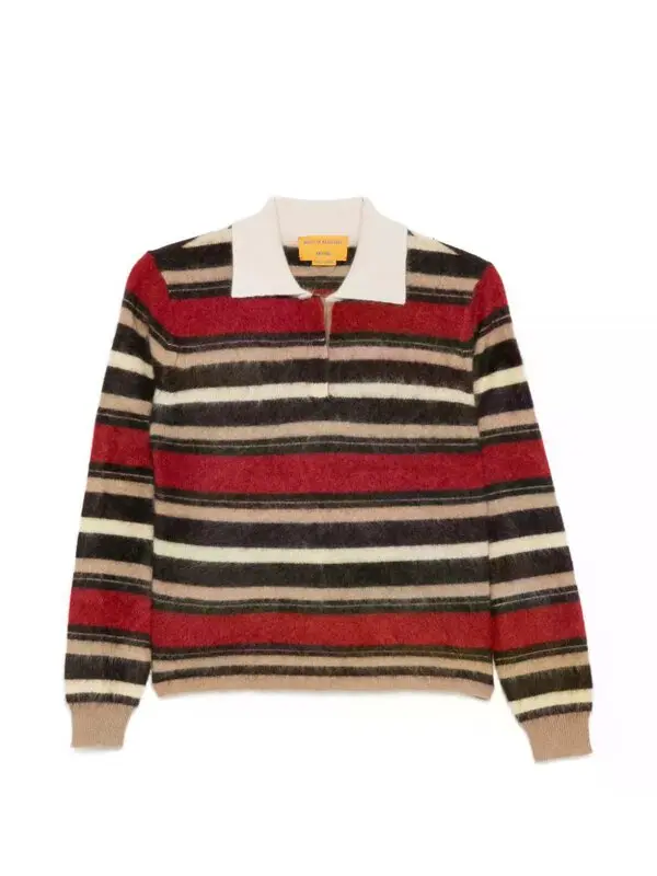 Guest In Residence Grizzly Cropped Rugby Striped Cashmere Polo Shirt