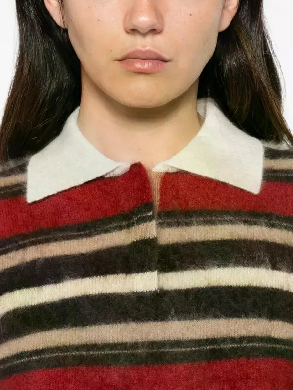 Guest In Residence Grizzly Cropped Rugby Striped Cashmere Polo Shirt