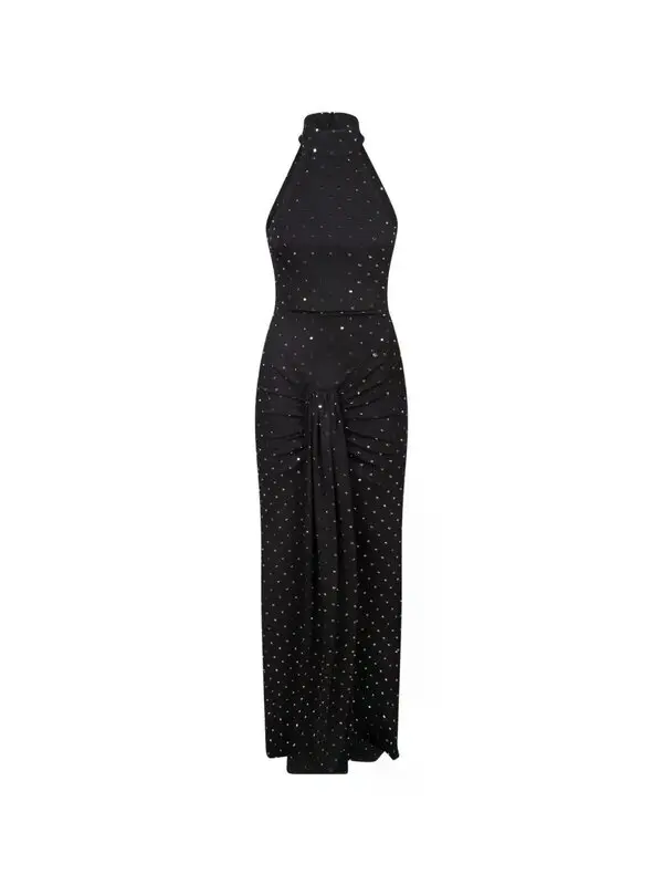 NISSA Crystal-embellished Ruched Maxi Dress