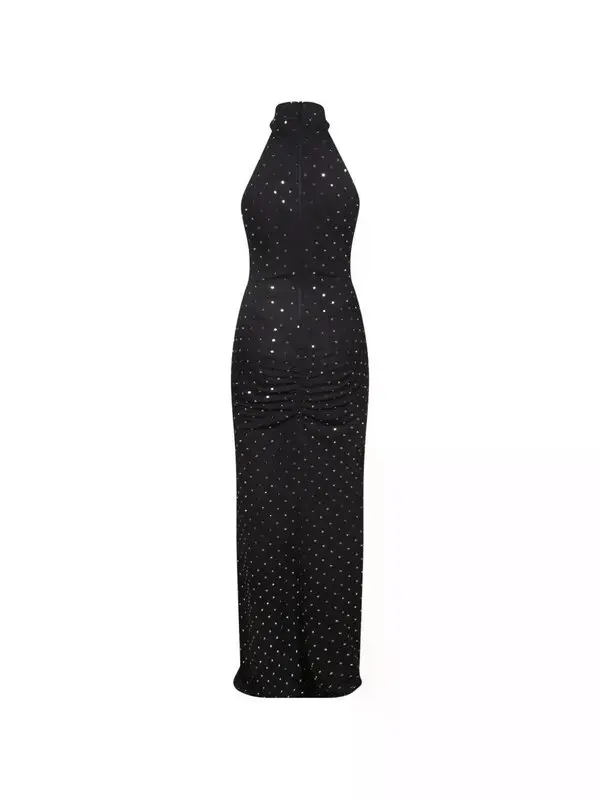 NISSA Crystal-embellished Ruched Maxi Dress