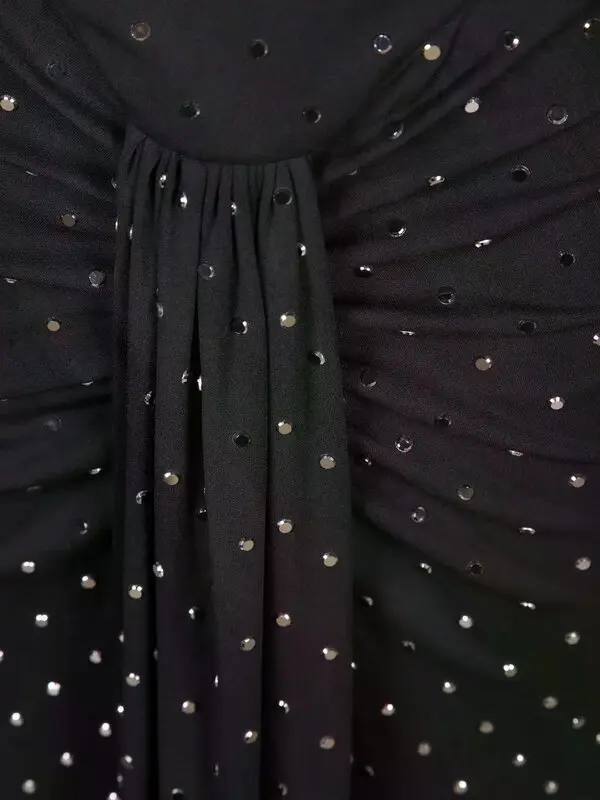 NISSA Crystal-embellished Ruched Maxi Dress