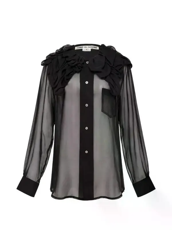 Comme Des Garçons Ruffled Sheer Shirt - Black