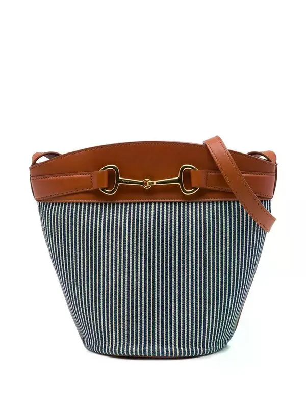 Celine 2019 Striped Canvas Crecy Bucket Bag Crossbody Bag