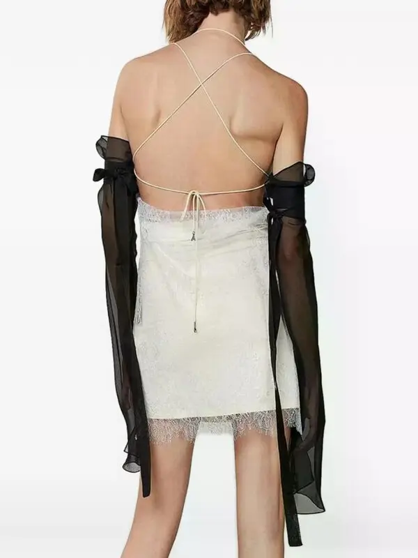 Patrizia Pepe Lace-overlay Open-back Mini Dress - White