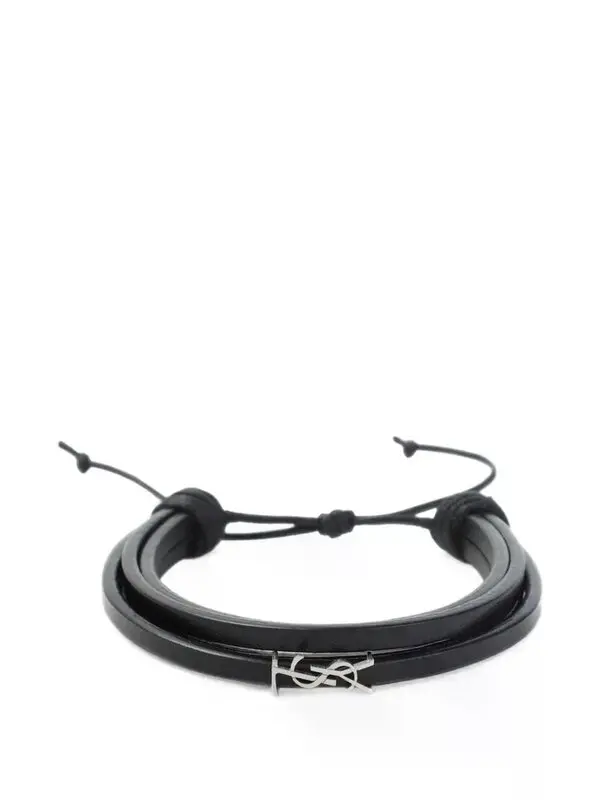 Saint Laurent Cassandre Multi-strand Leather Bracelet - Silver