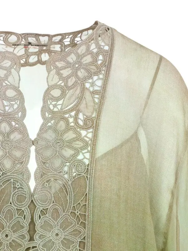Ermanno Scervino Lace-panelled Semi-sheer Blouse