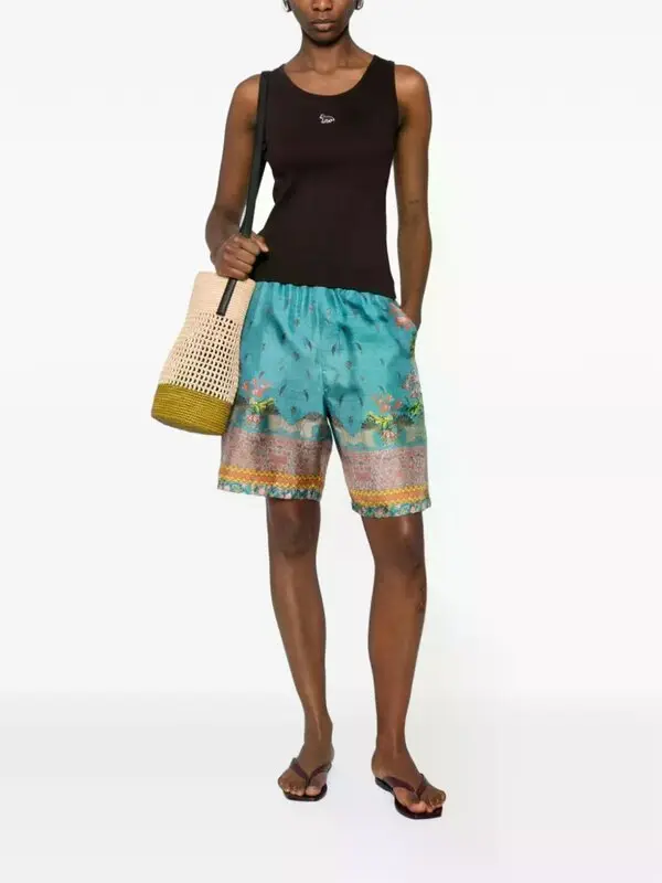 PIERRE-LOUIS MASCIA Printed Silk Straight Shorts