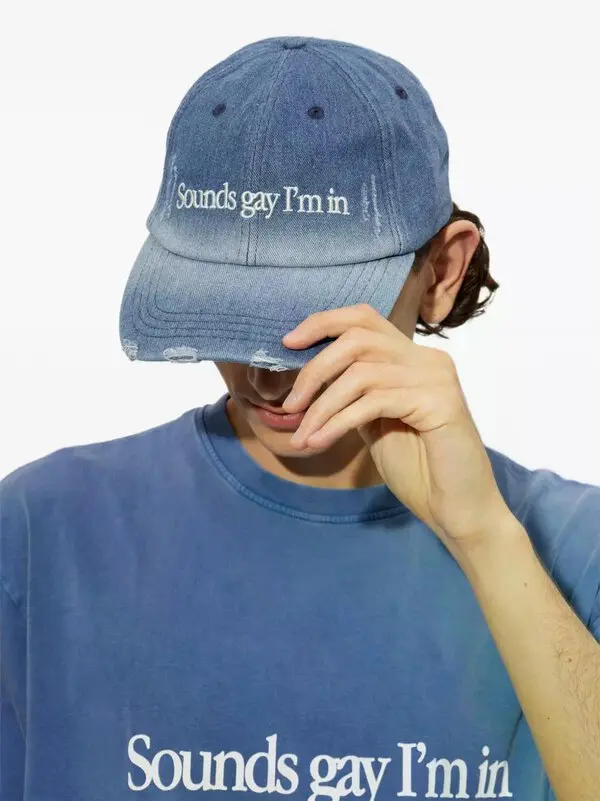 CARNE BOLLENTE Distressed Denim Baseball Cap