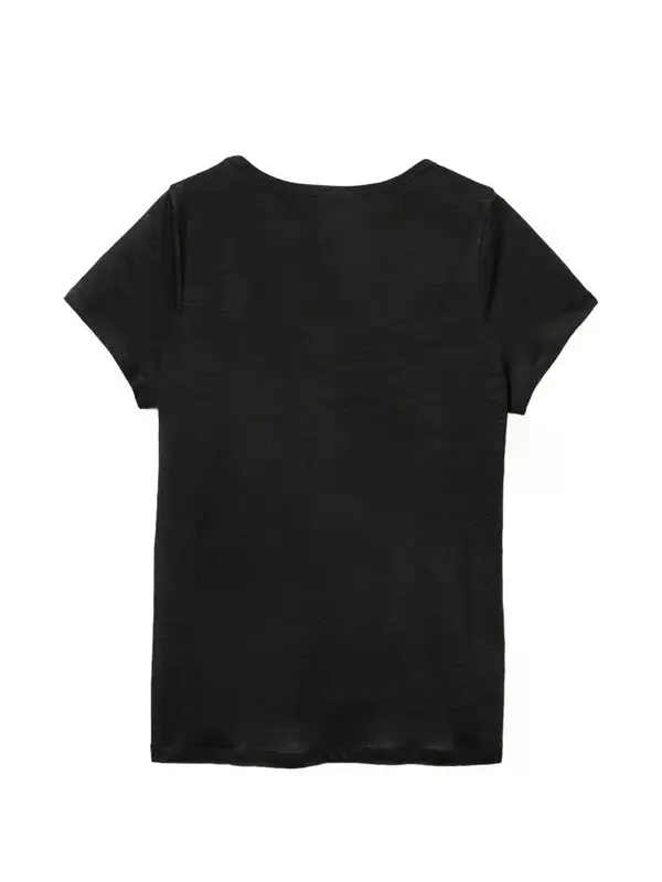 BENETTON Scoop-neck Linen T-shirt - Black