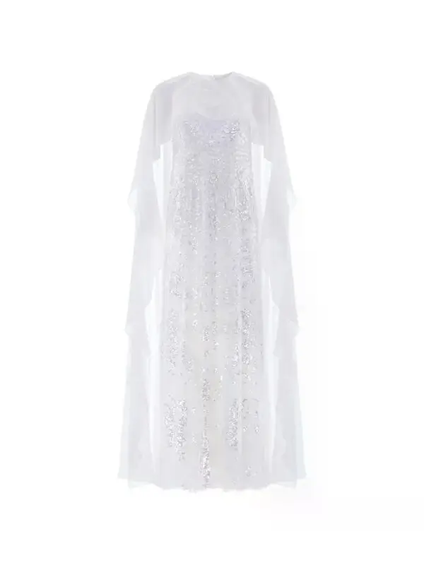 NEEDLE & THREAD Anais Sequin-embellished Cape Dress