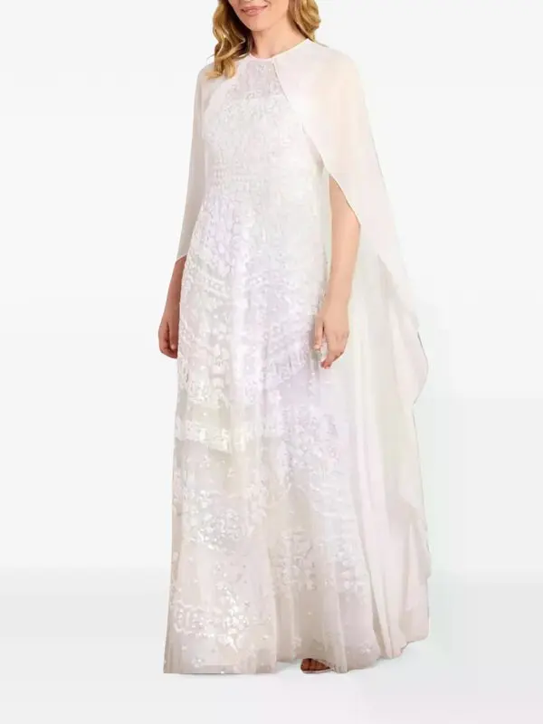 NEEDLE & THREAD Anais Sequin-embellished Cape Dress