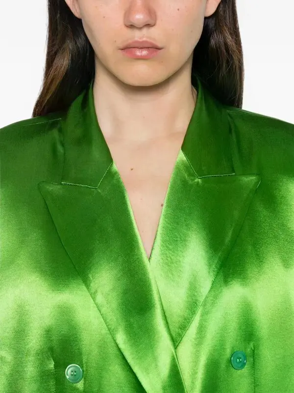 Erika Cavallini Double-breasted Satin-finish Blazer