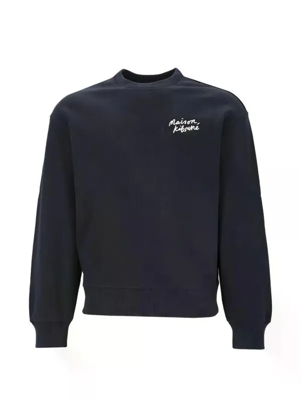 Maison Kitsuné Handwriting Logo-embroidered Hoodie - Blue