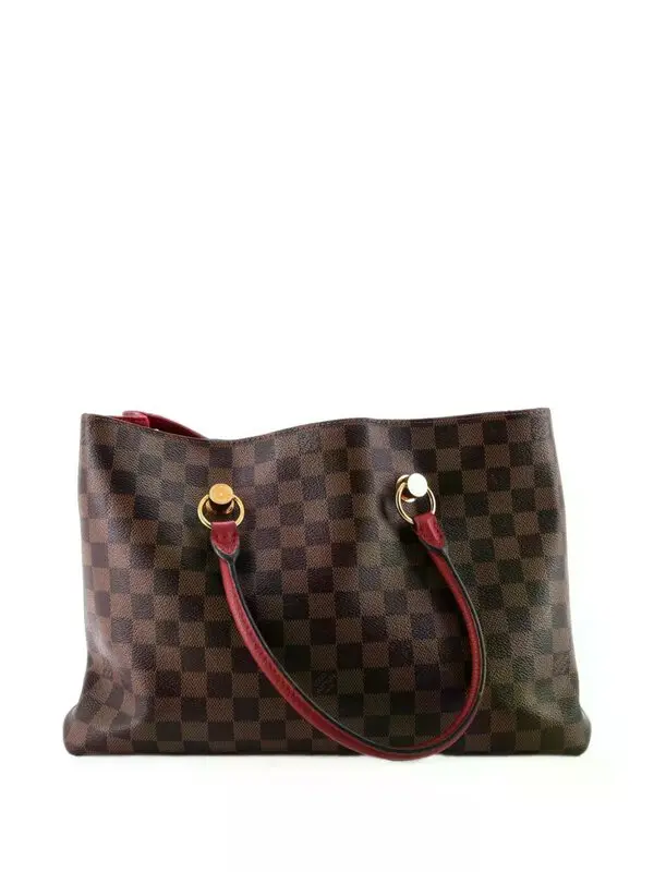 LOUIS VUITTON Riverside Handbag Damier With Leather Tote Bag - Brown