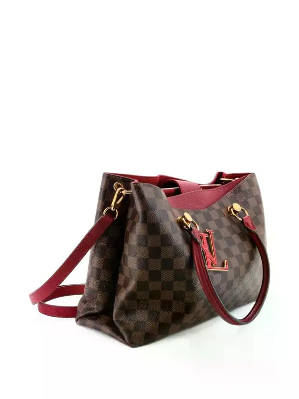 LOUIS VUITTON Riverside Handbag Damier With Leather Tote Bag - Brown