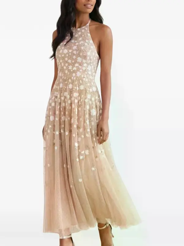 NEEDLE & THREAD Trailing Roses Halter-neck Gown