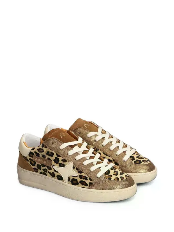 AMA-BRAND Leopard-print Glitter Sneakers