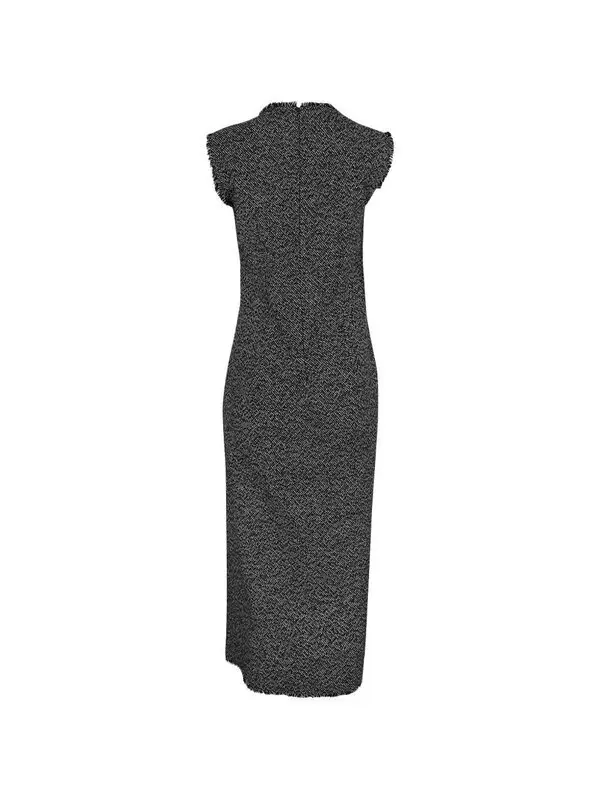 Michael Kors Frayed Ruched Tweed Midi Dress