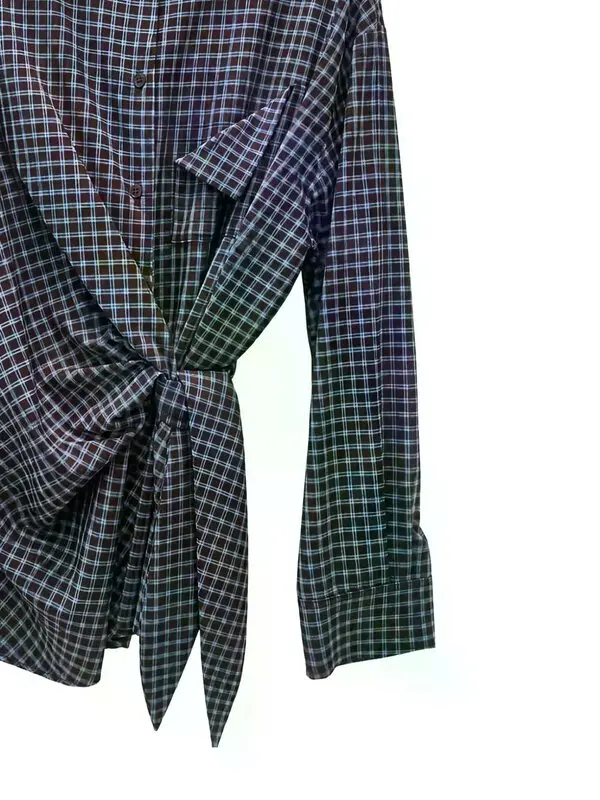 ELEH Check-pattern Knot-detail Shirt