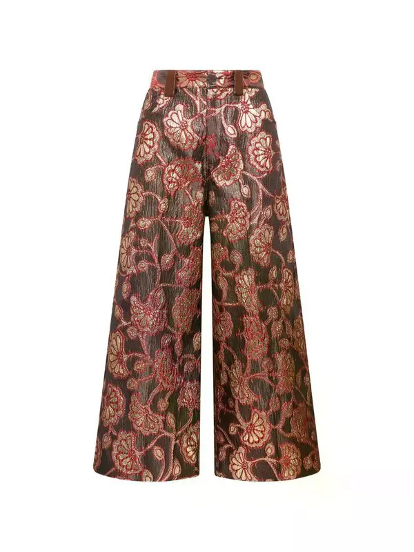 Malìparmi Gilded Garden Jacquard Wide-leg Trousers