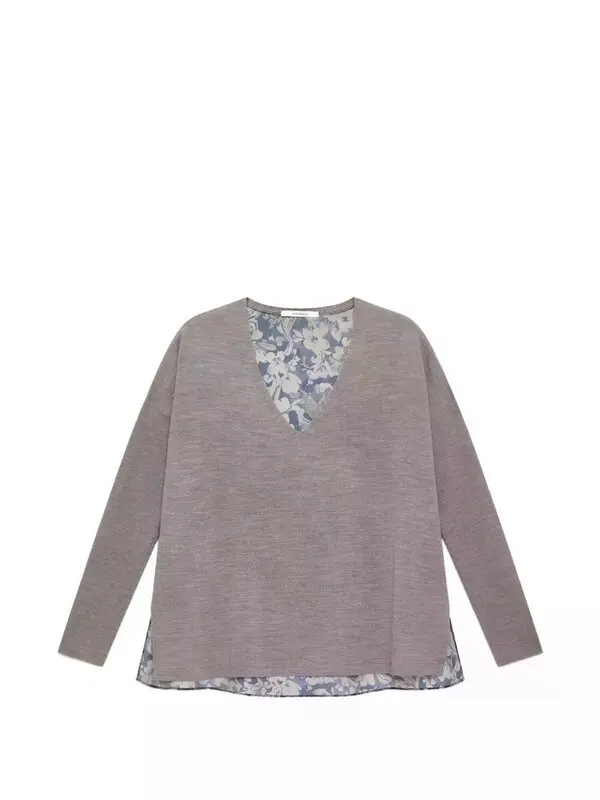 Malìparmi Floral-panel V-neck Sweater