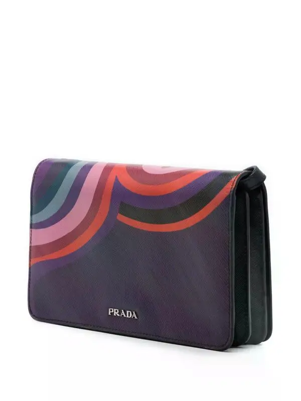 Prada 2015 Saffiano Lipstick Print Wallet On Strap Crossbody Bag