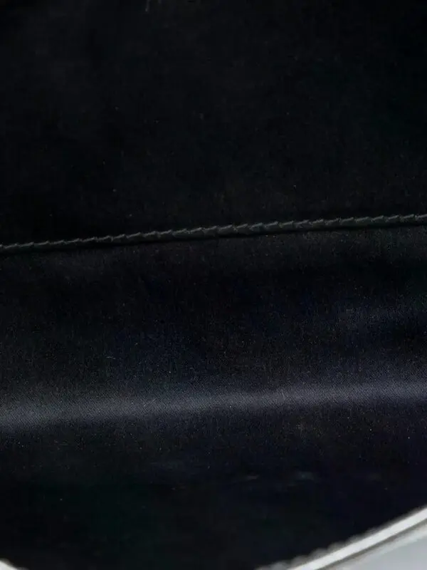 Saint Laurent 2013-2026 Large Textured Metallic Calfskin Monogram Belle De Jour Clutch Bag - Silver