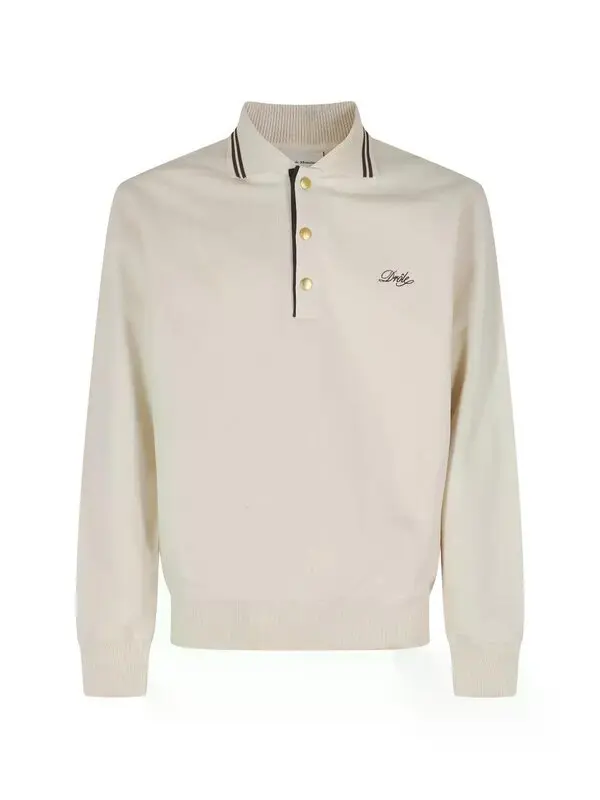 Drole De Monsieur Logo-embroidered Tipped Polo Shirt - Neutrals